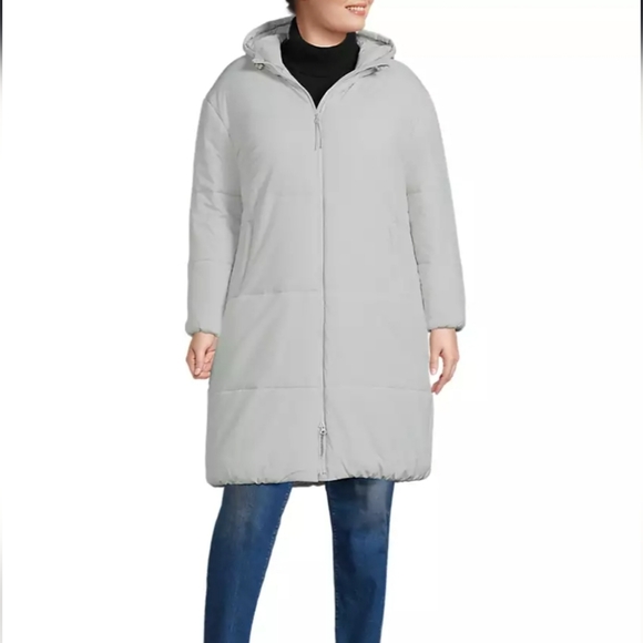 Lands' End | Jackets & Coats | Nwt Lands End Gray Hooded Puffer Coat ...